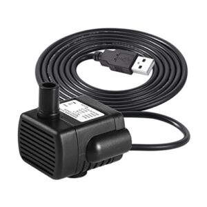 ledgle mini usb fountain pump compact submersible pumps efficient 5v water pump for small pond, fish tank, long cord, 180l/h, black