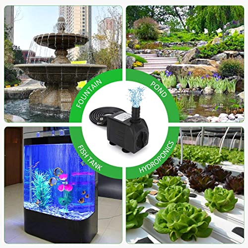 GROWNEER 550GPH Submersible Pump 30W Ultra Quiet Fountain Water Pump, 2000L/H, with 7.2ft High Lift, 3 Nozzles, 4.9 Feet Tubing for Aquarium, Fish Tank, Pond, Hydroponics, Statuary