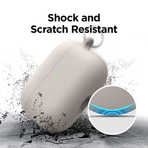 elago Liquid Silicone Case Compatible with AirPods Pro Case Cover - Keychain Included, Triple Layer Protection, Safeguard Design, Supports Wireless Charging [Stone]