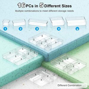 Kootek Modular Desk Drawer Organizer Bins with Different Sizes Drawer Dividers 16 Organizers Bins Customize Layout Storage Box for Bedroom Dresser Bathroom Kitchen Office