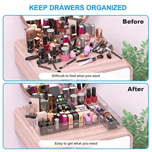 Kootek Modular Desk Drawer Organizer Bins with Different Sizes Drawer Dividers 16 Organizers Bins Customize Layout Storage Box for Bedroom Dresser Bathroom Kitchen Office