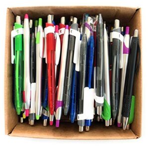 2lb Box Assorted Ink Pens - Plastic, Metal, Retractable, Cap (approx 100 pens)