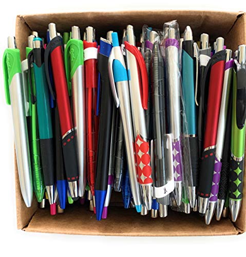 2lb Box Assorted Ink Pens - Plastic, Metal, Retractable, Cap (approx 100 pens)