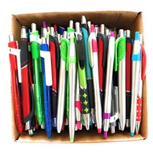 2lb Box Assorted Ink Pens - Plastic, Metal, Retractable, Cap (approx 100 pens)