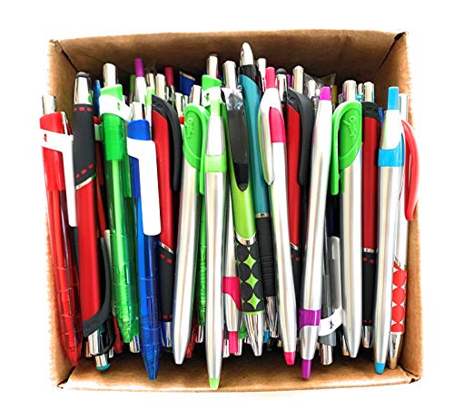 2lb Box Assorted Ink Pens - Plastic, Metal, Retractable, Cap (approx 100 pens)