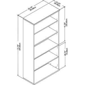 Bush Business Furniture Easy Office 5 Shelf Bookcase in Pure White