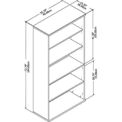 Bush Business Furniture Easy Office 5 Shelf Bookcase in Pure White