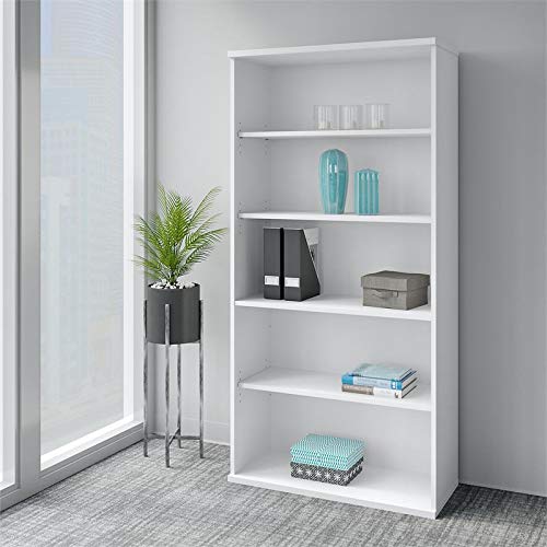 Bush Business Furniture Easy Office 5 Shelf Bookcase in Pure White