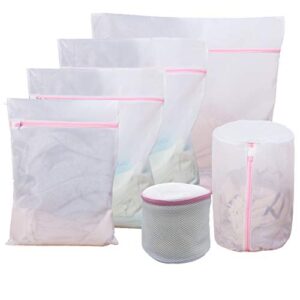 6 pack mesh laundry bags for delicates with zipper, travel storage organize bag, various sizes clothing wash bags, bra wash bag