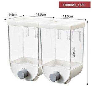 Wall-mounted Cereal Container Dispenser,Baffect Laundry Beads Dispenser Plastic Airtight Storage Containers Sealed Can for food Rice Candy Beans(1000ML 2PC)