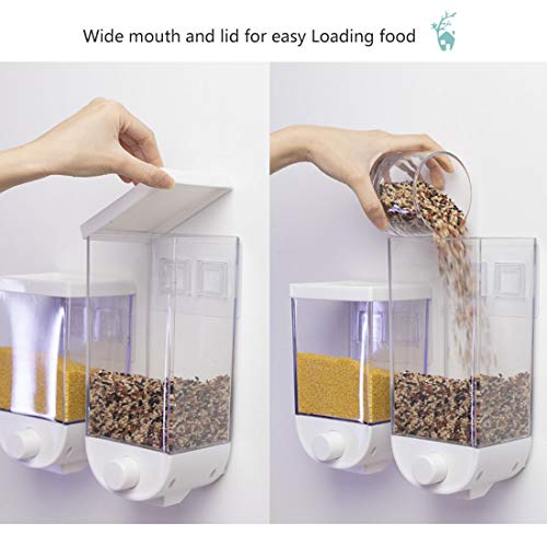 Wall-mounted Cereal Container Dispenser,Baffect Laundry Beads Dispenser Plastic Airtight Storage Containers Sealed Can for food Rice Candy Beans(1000ML 2PC)