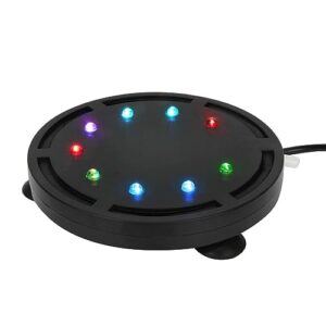 ledgle 5 inch 12leds aquarium air bubble light, multi-colored submersible fish tank air stone disk lamp underwater bubbler light for fish tanks and fish ponds