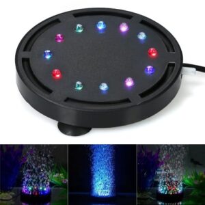 LEDGLE 5 inch 12LEDs Aquarium Air Bubble Light, Multi-Colored Submersible Fish Tank Air Stone Disk Lamp Underwater Bubbler Light for Fish Tanks and Fish Ponds