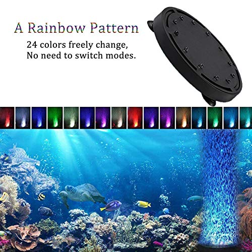 LEDGLE 5 inch 12LEDs Aquarium Air Bubble Light, Multi-Colored Submersible Fish Tank Air Stone Disk Lamp Underwater Bubbler Light for Fish Tanks and Fish Ponds