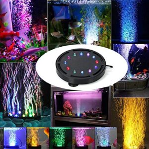 LEDGLE 5 inch 12LEDs Aquarium Air Bubble Light, Multi-Colored Submersible Fish Tank Air Stone Disk Lamp Underwater Bubbler Light for Fish Tanks and Fish Ponds