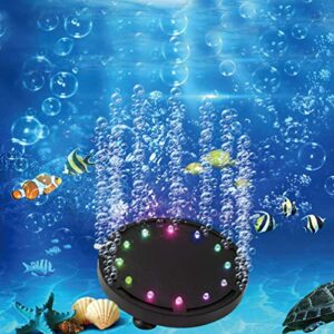 LEDGLE 5 inch 12LEDs Aquarium Air Bubble Light, Multi-Colored Submersible Fish Tank Air Stone Disk Lamp Underwater Bubbler Light for Fish Tanks and Fish Ponds