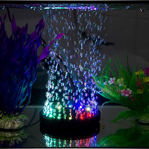 LEDGLE 5 inch 12LEDs Aquarium Air Bubble Light, Multi-Colored Submersible Fish Tank Air Stone Disk Lamp Underwater Bubbler Light for Fish Tanks and Fish Ponds