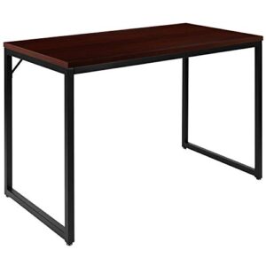 flash furniture tiverton industrial modern desk-mahogany/black commercial grade computer desk-47" sturdy home office desk-writing desk