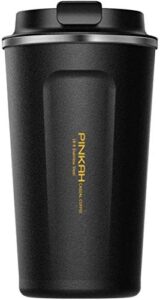 pinkah 17oz stainless steel coffee travel mug, double walled insulated vacuum tumbler cup, powder coated thermal with lid for hot and cold coffee tea