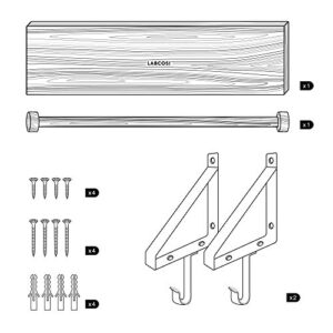 Labcosi Coffee Mug Holder Wall Mounted, Rustic Coffee Cup Shelf and Rack with Hooks for Kitchen Organize