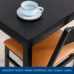 HOMOOI 3 Piece Dining Room Table Set for 2, Small Rectangular Kitchen Table with 2 Cushioned Chairs, Espresso and Brown