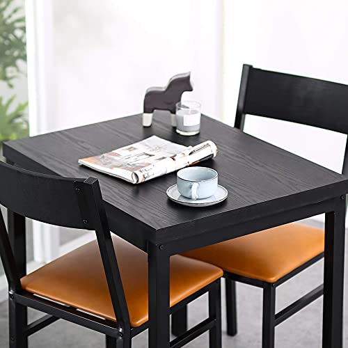 HOMOOI 3 Piece Dining Room Table Set for 2, Small Rectangular Kitchen Table with 2 Cushioned Chairs, Espresso and Brown