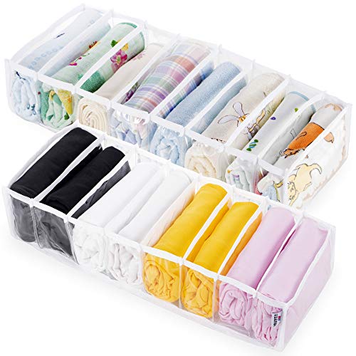 KOARBI Drawer Organizer, Transparent and Flexible, Pack of 2, XL size. Great for Underwear, Socks, Baby Clothes, Ties, Bras and Closet Organizer