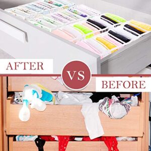 KOARBI Drawer Organizer, Transparent and Flexible, Pack of 2, XL size. Great for Underwear, Socks, Baby Clothes, Ties, Bras and Closet Organizer