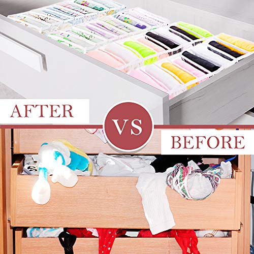 KOARBI Drawer Organizer, Transparent and Flexible, Pack of 2, XL size. Great for Underwear, Socks, Baby Clothes, Ties, Bras and Closet Organizer