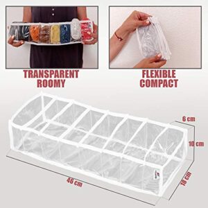 KOARBI Drawer Organizer, Transparent and Flexible, Pack of 2, XL size. Great for Underwear, Socks, Baby Clothes, Ties, Bras and Closet Organizer