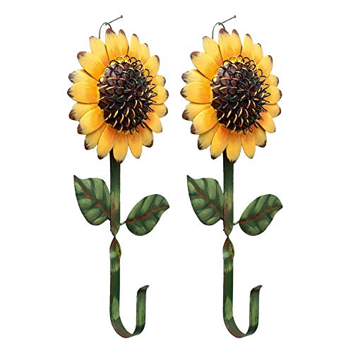 E-view Metal Sunflower Key Holder Creative Vintage Wall Mounted Key Hook - Retro Cast Hanger for Coat Hat Clothes Towel (Set of 2)