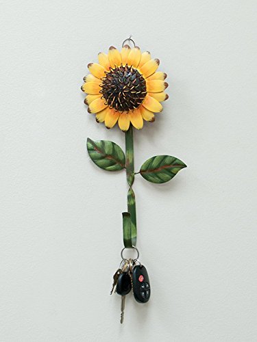 E-view Metal Sunflower Key Holder Creative Vintage Wall Mounted Key Hook - Retro Cast Hanger for Coat Hat Clothes Towel (Set of 2)