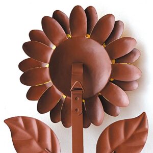 E-view Metal Sunflower Key Holder Creative Vintage Wall Mounted Key Hook - Retro Cast Hanger for Coat Hat Clothes Towel (Set of 2)