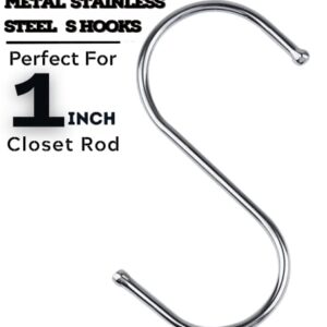 WHITECLOUDZ 30 Pack S Hooks for Hanging Plants, Stainless Steel S Hooks Heavy Duty for Hanging Clothes, Durable Large S Shaped Closet Hooks for Kitchen