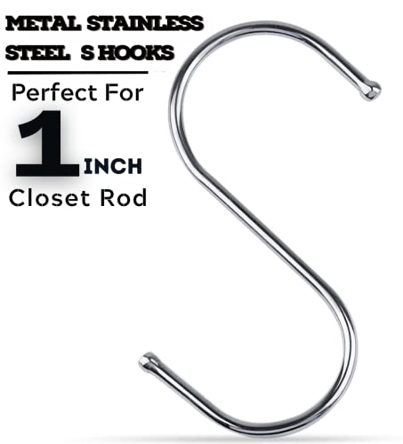 WHITECLOUDZ 30 Pack S Hooks for Hanging Plants, Stainless Steel S Hooks Heavy Duty for Hanging Clothes, Durable Large S Shaped Closet Hooks for Kitchen