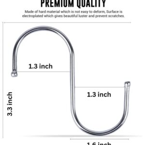 WHITECLOUDZ 30 Pack S Hooks for Hanging Plants, Stainless Steel S Hooks Heavy Duty for Hanging Clothes, Durable Large S Shaped Closet Hooks for Kitchen