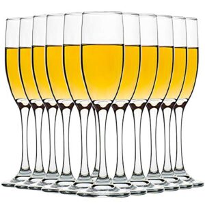 c crest set of 12, champagne glasses, 6 ounce champagne flute, lead-free drinkware, clear