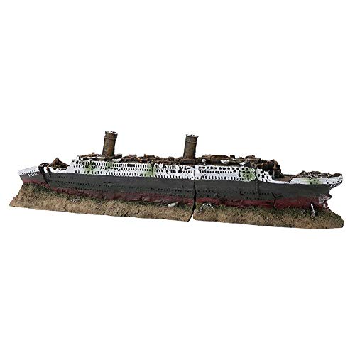 Aquarium Wreck Ornaments, Resin Material Wreck Sailing Boat Sunk Ship Fish Tank Decor Ship Decorations