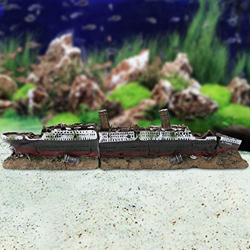 Aquarium Wreck Ornaments, Resin Material Wreck Sailing Boat Sunk Ship Fish Tank Decor Ship Decorations