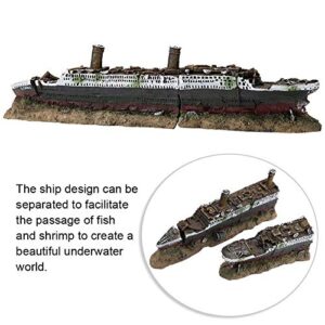 Aquarium Wreck Ornaments, Resin Material Wreck Sailing Boat Sunk Ship Fish Tank Decor Ship Decorations