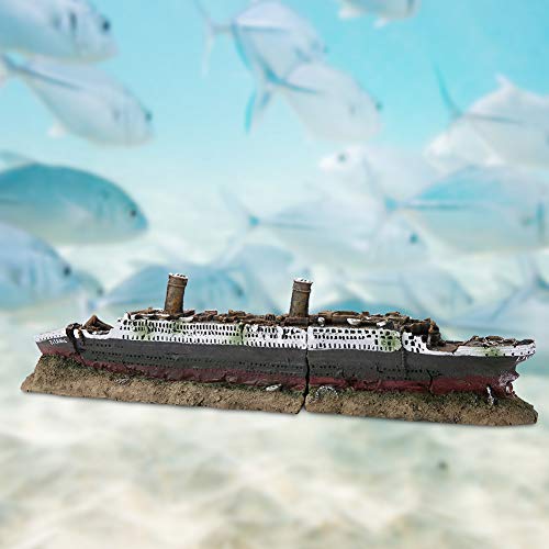 Aquarium Wreck Ornaments, Resin Material Wreck Sailing Boat Sunk Ship Fish Tank Decor Ship Decorations