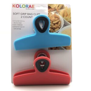 KOLORAE SOFT GRIP BAG CLIPS- 12 COUNT (6 SETS OF 2) MULTI-COLORED, Chip Bag Clips, Kitchen Clips, Magnetic Chip Clips for Bags, Food Bag Clips with Airtight Seal