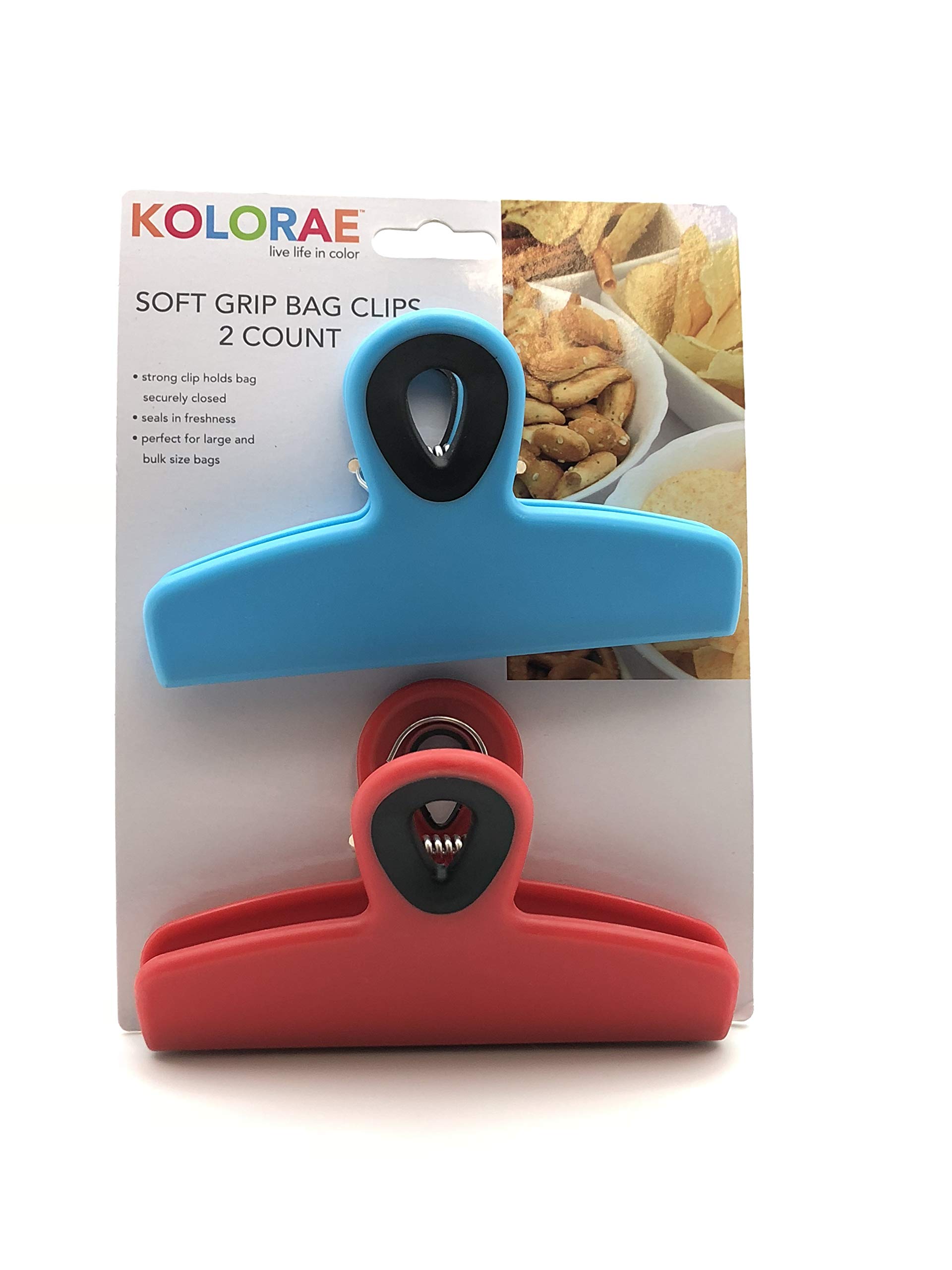 KOLORAE SOFT GRIP BAG CLIPS- 12 COUNT (6 SETS OF 2) MULTI-COLORED, Chip Bag Clips, Kitchen Clips, Magnetic Chip Clips for Bags, Food Bag Clips with Airtight Seal