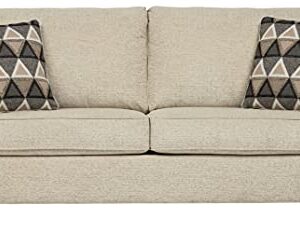 Signature Design by Ashley Abinger Chenille Contemporary Loveseat with 2 Accent Pillows, Beige