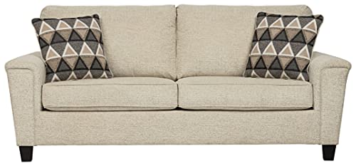 Signature Design by Ashley Abinger Chenille Contemporary Loveseat with 2 Accent Pillows, Beige