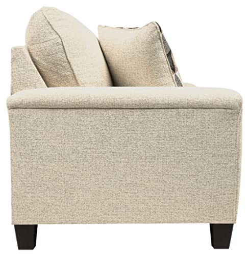 Signature Design by Ashley Abinger Chenille Contemporary Loveseat with 2 Accent Pillows, Beige