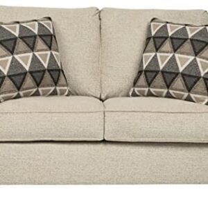 Signature Design by Ashley Abinger Chenille Contemporary Loveseat with 2 Accent Pillows, Beige