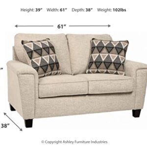 Signature Design by Ashley Abinger Chenille Contemporary Loveseat with 2 Accent Pillows, Beige