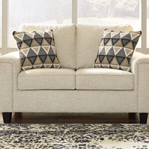 Signature Design by Ashley Abinger Chenille Contemporary Loveseat with 2 Accent Pillows, Beige