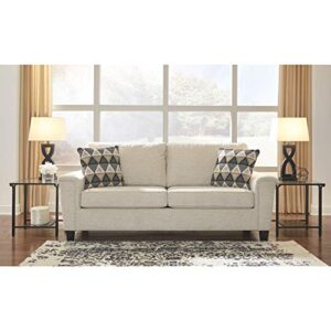 Signature Design by Ashley Abinger Chenille Contemporary Sofa with 2 Accent Pillows, Beige